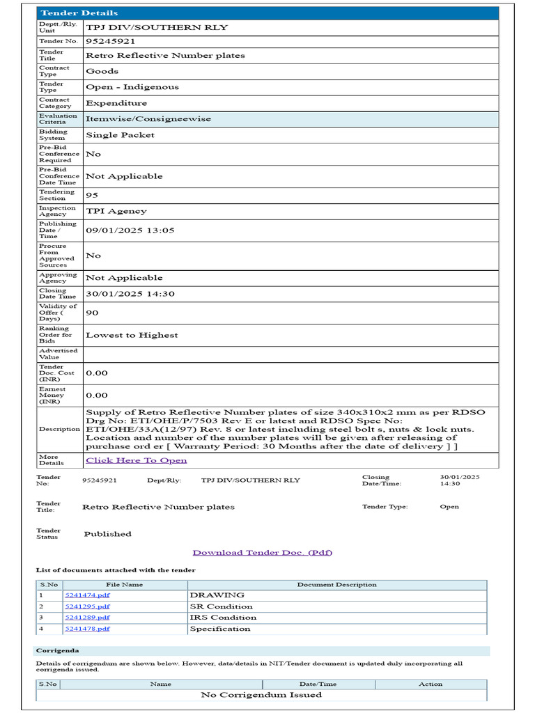 Tender Document | PDF