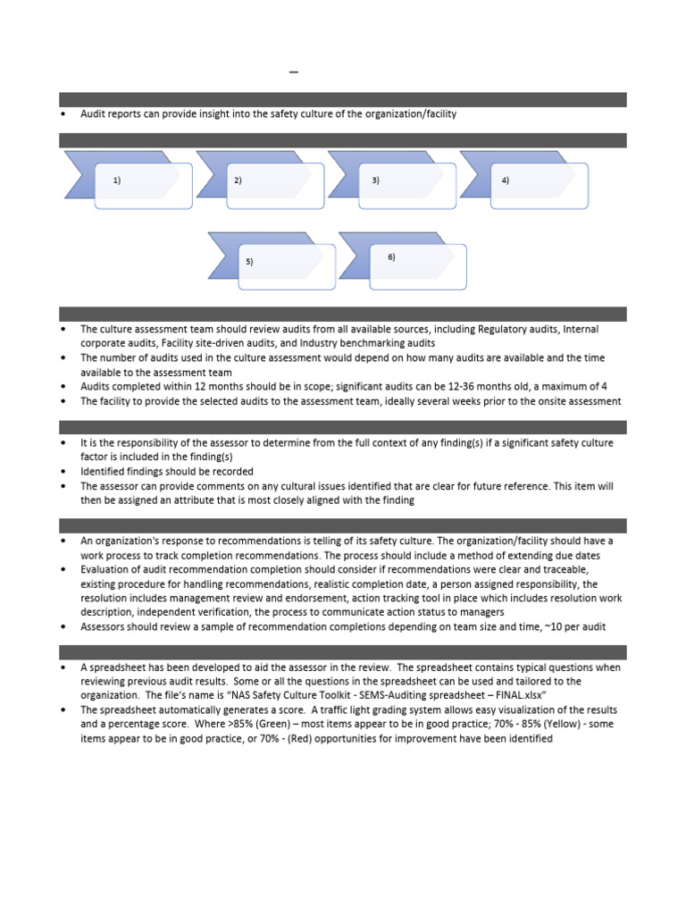 NAS Safety Culture Toolkit SEMS Audit Job Aid FINAL | PDF | Audit ...