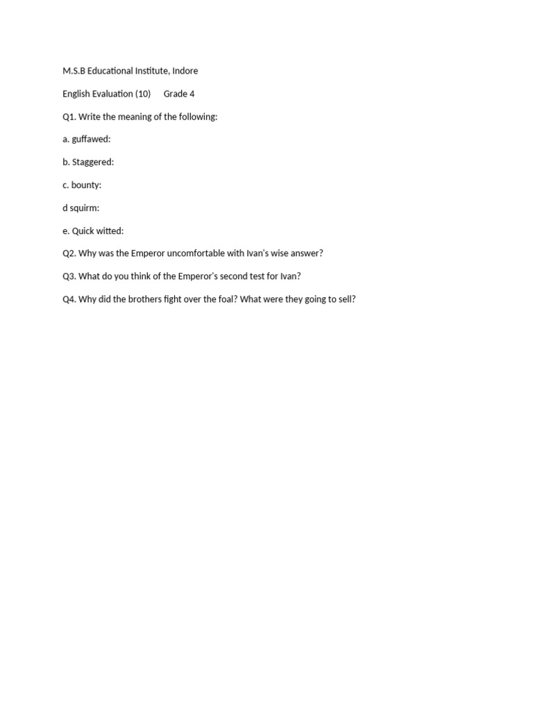 Russian Folk Tale Test | PDF