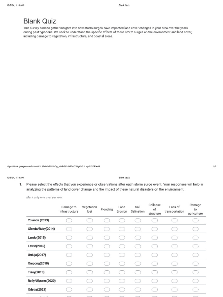 Research Questionnaire | PDF | Natural Disasters | Weather Events
