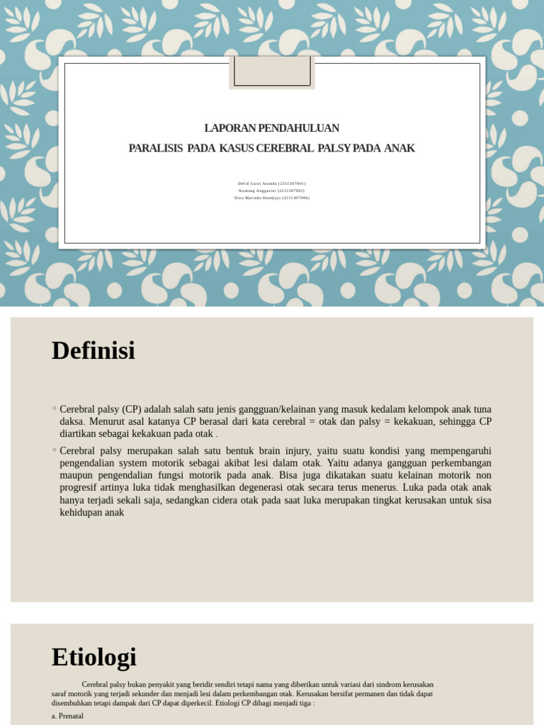 Paralisis Defid Agni Ilina Tugas Ibu Agra | PDF