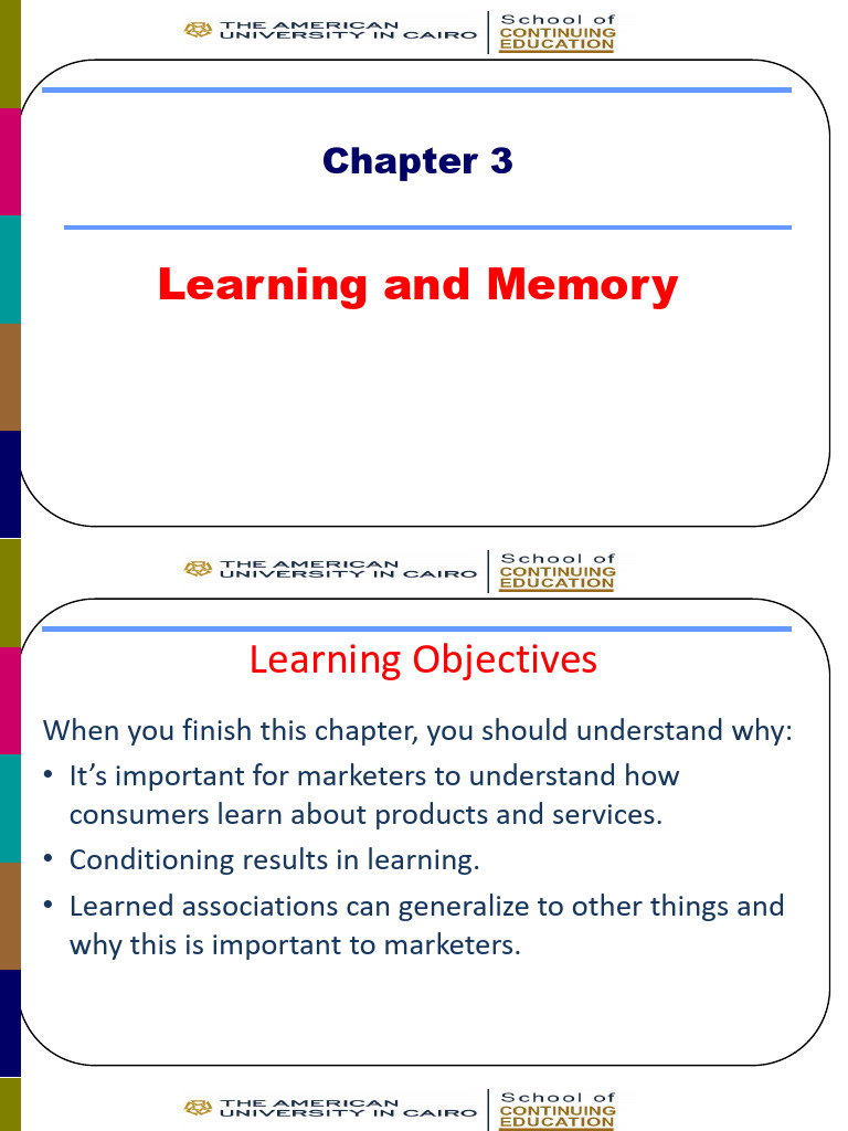 Lecture 3 Learning and Memory | PDF | Classical Conditioning | Learning