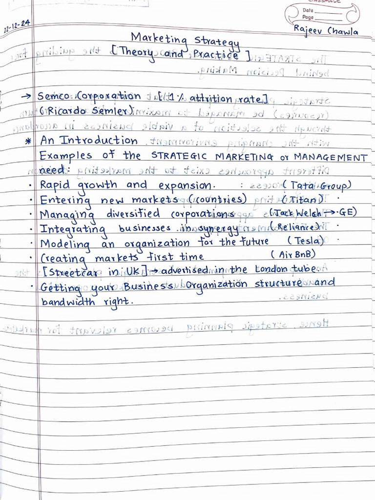 Marketing Startegy Notes | PDF