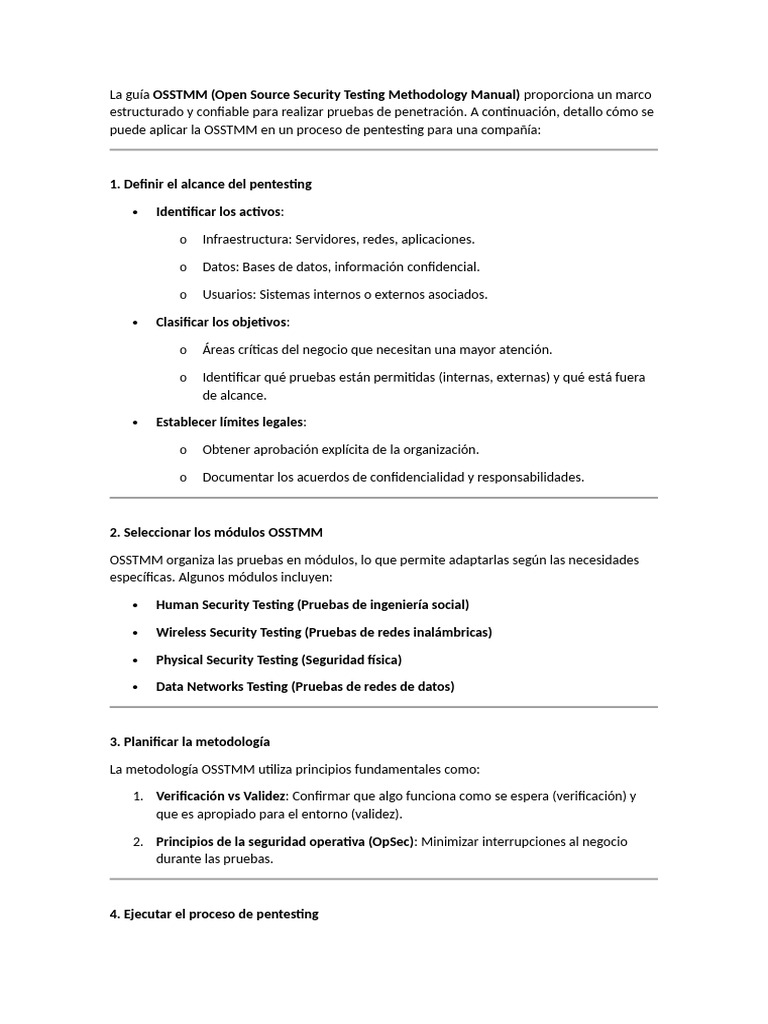 Guía OSSTMM para Pentesting Efectivo | PDF | Pruebas de software ...