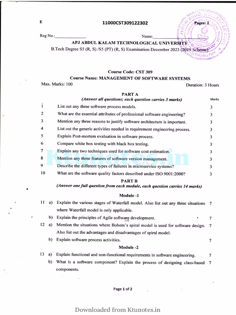 Cst309 Management of Software Systems, December 2023 | PDF | Software Development Process | Software