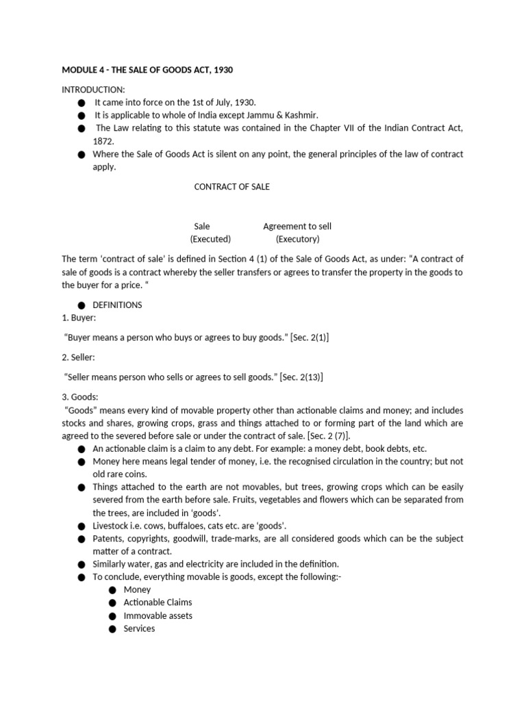 Sybcom Sem Iii Business Law Module 4 Sale of Goods Act | PDF | Auction ...