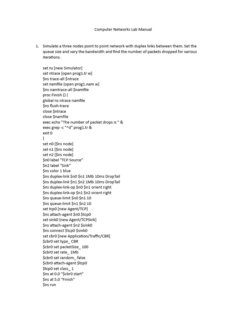 Computer Networks Lab manual | PDF | Computer Network | Graph Theory