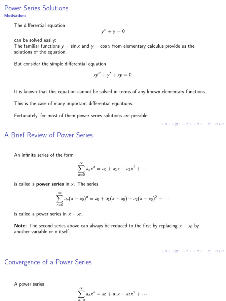 Power Series Solutions in Differential Equations | PDF | Power Series ...