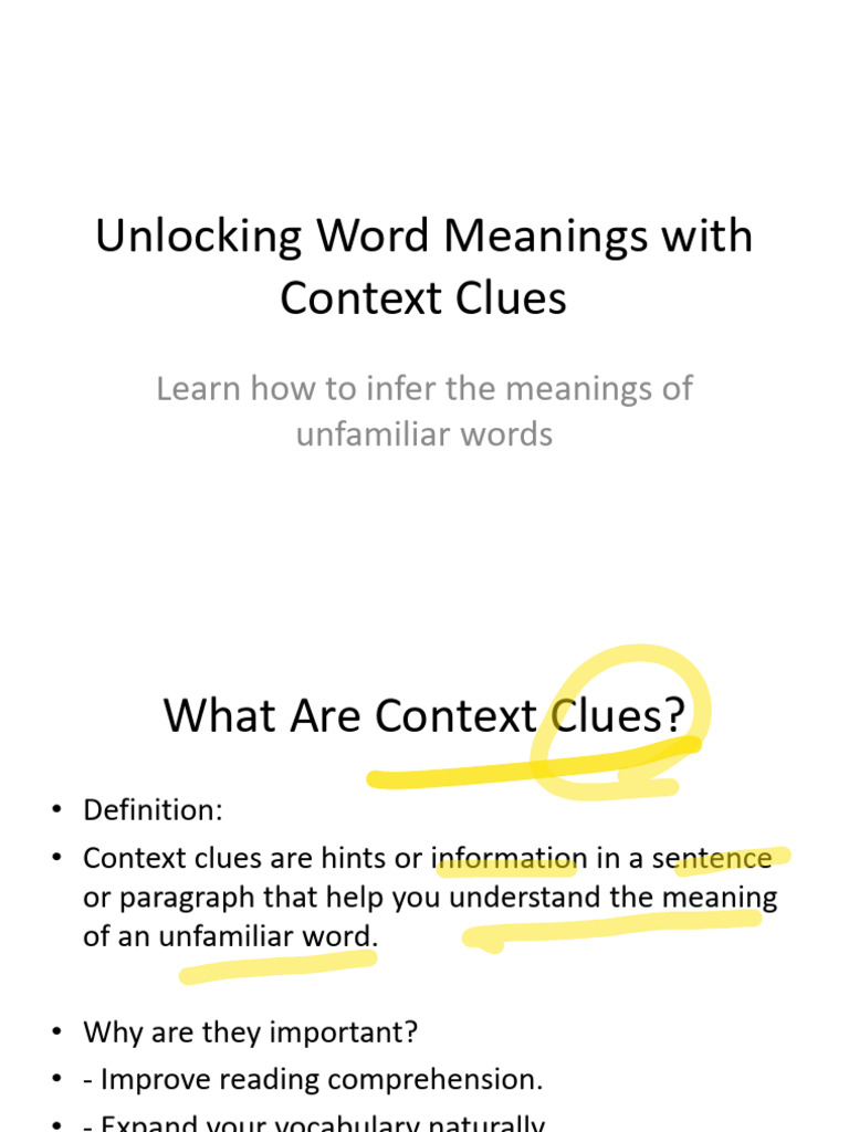 Context Clues for Word Meaning | PDF