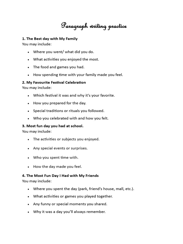 Paragraph Writing Practice | PDF