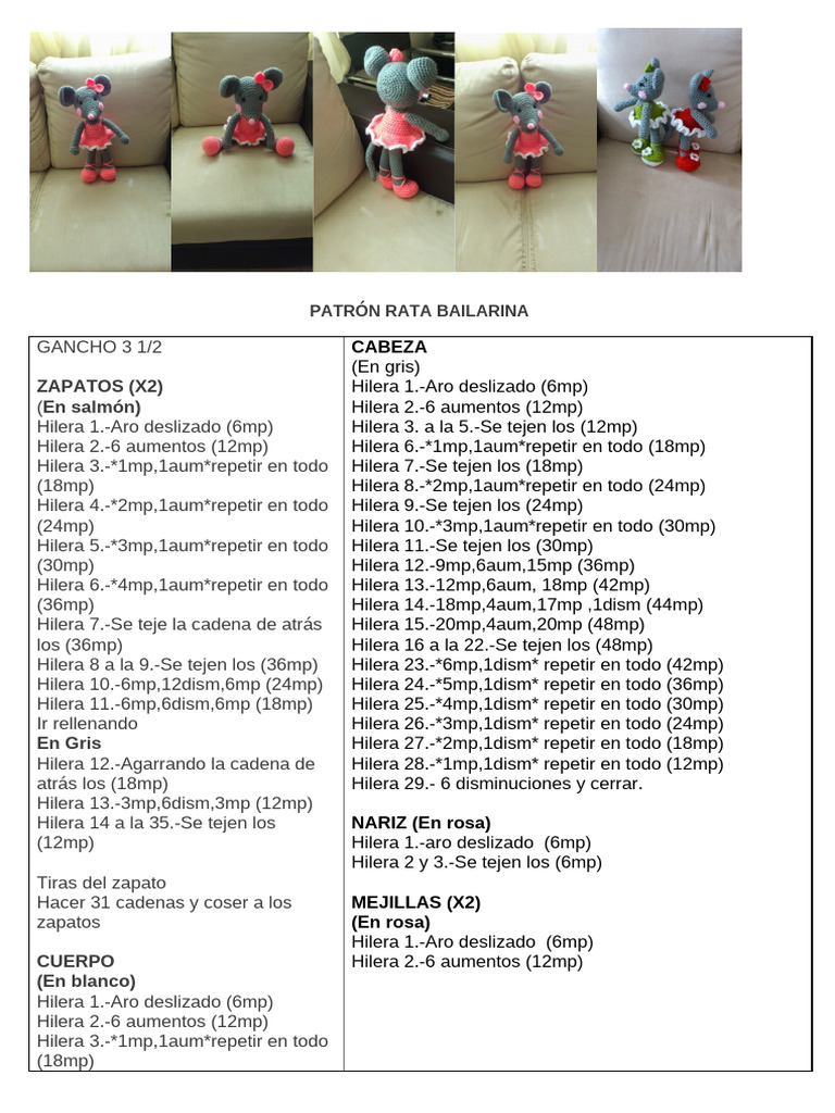 Rata Bailarina | PDF | Amigurumi | Tejer