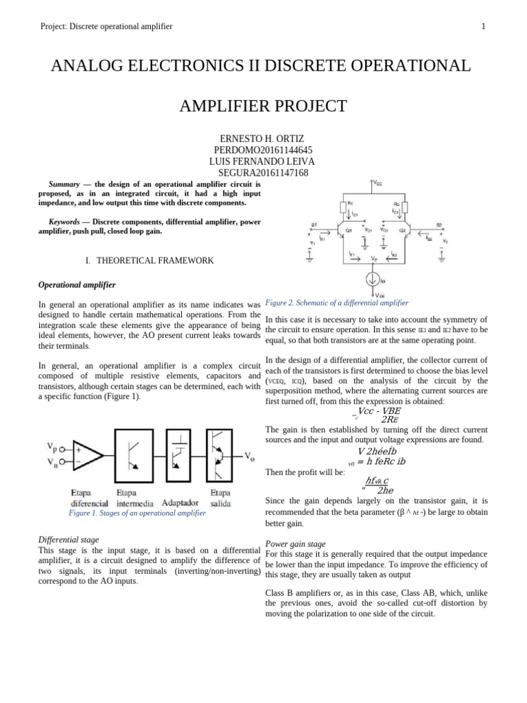 Discrete Operational Amplifier | PDF | Amplifier | Operational Amplifier