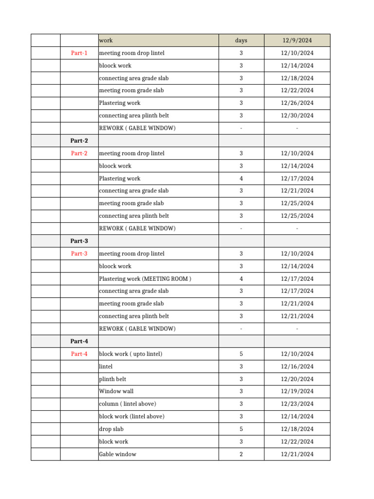 Phase 2 Schedule | PDF | Architectural Elements | Building Materials