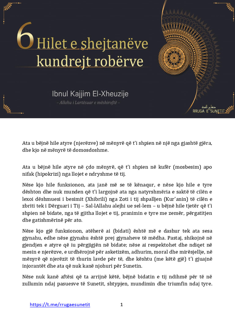 Gjashtë Hilet Dredhitë e Shejtanëve Kundrejt Robërve Ibnul Kajjim | PDF