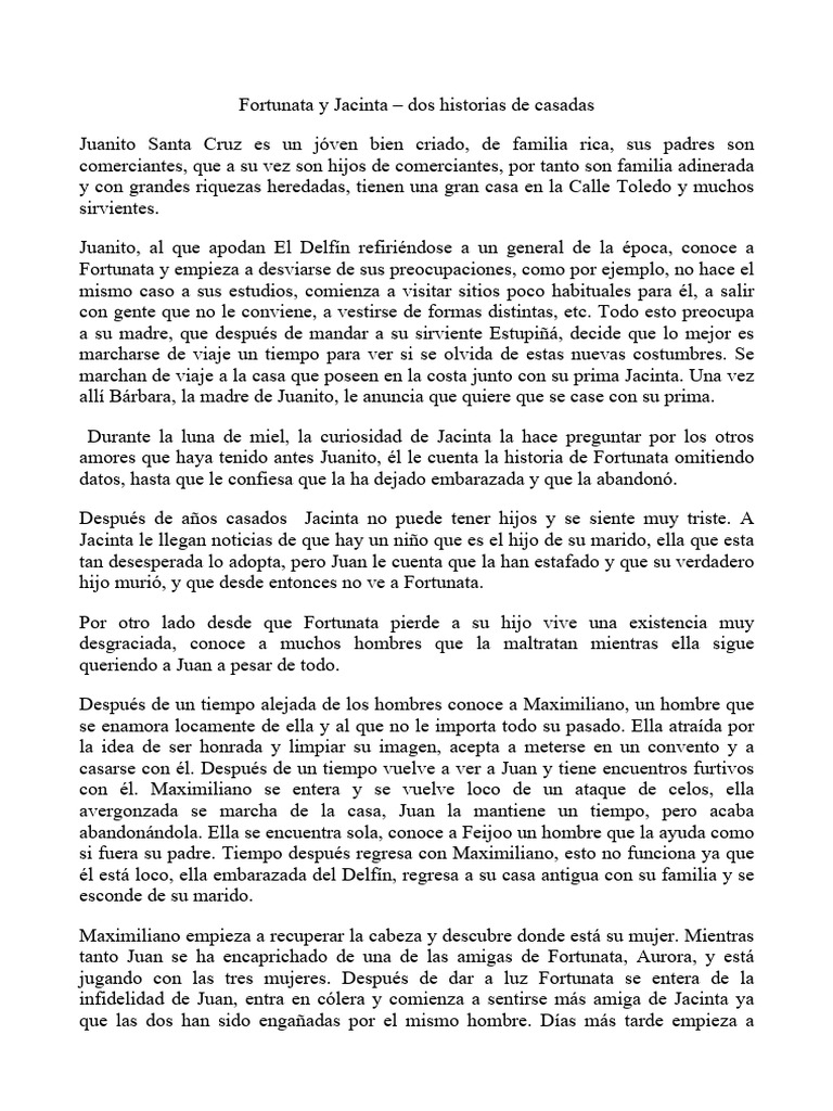 Resumen de "Fortunata y Jacinta" | PDF