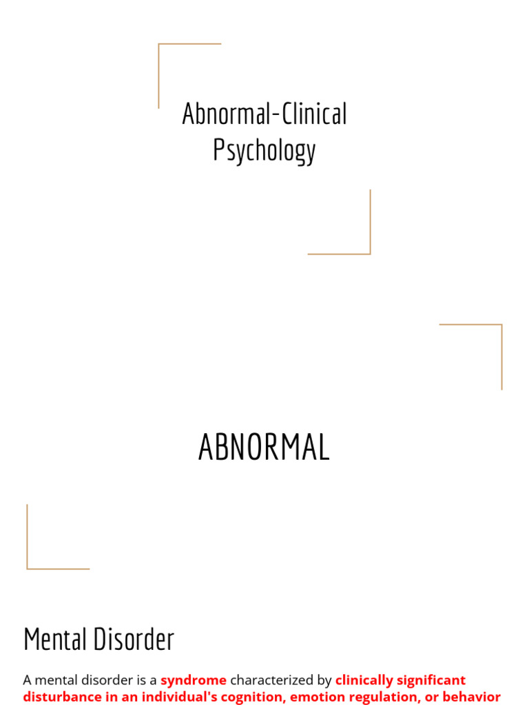 Abnormal Clinical Psychology - Introduction 1 | PDF | Mental Disorder ...