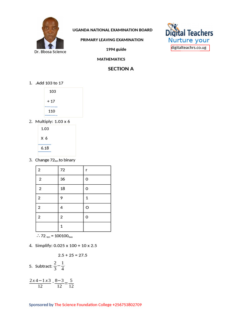 Mathematics 1994 Marking Guide | PDF | Area