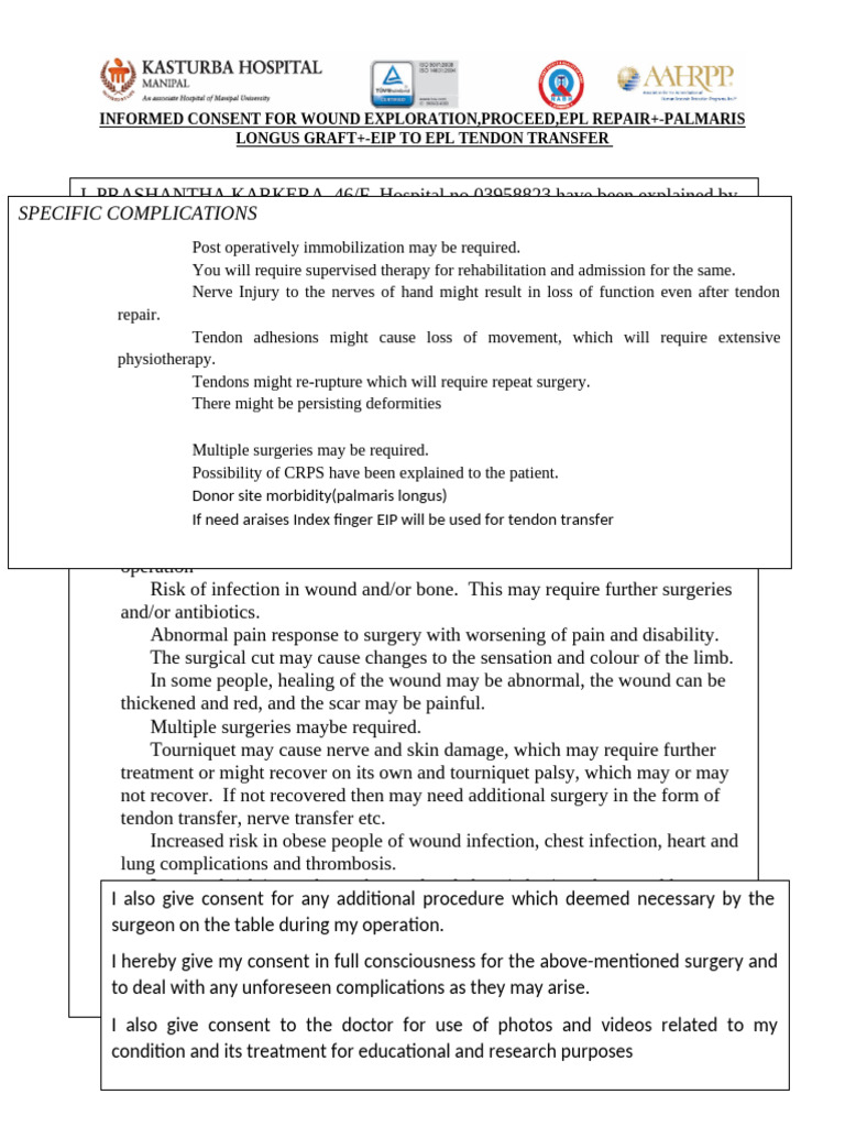 EPL Tendon Repair - RANJAN | PDF | Surgery | Finger