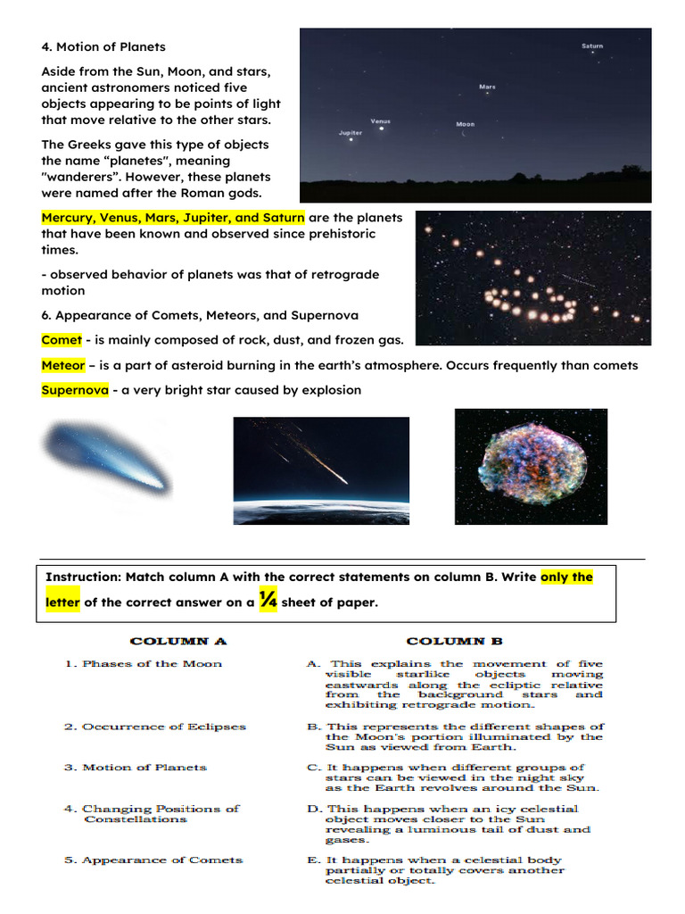 Motion of Planets Notes | PDF | Planets | Eclipse