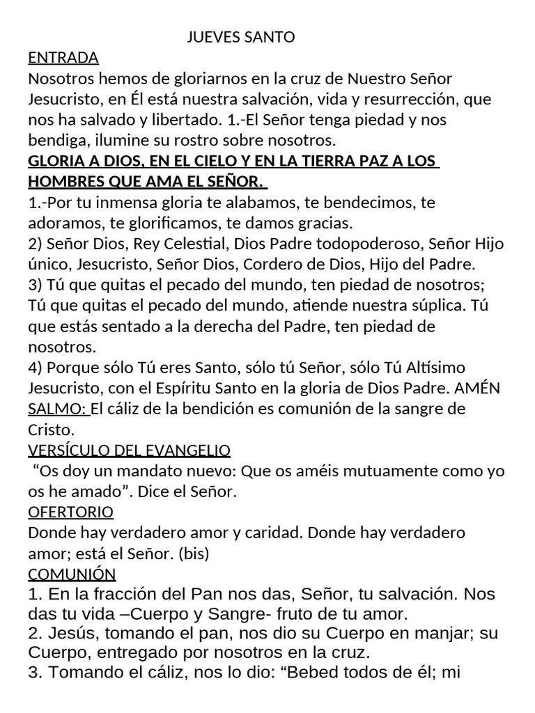 Jueves Santo | PDF | eucaristía | Creencia religiosa y doctrina