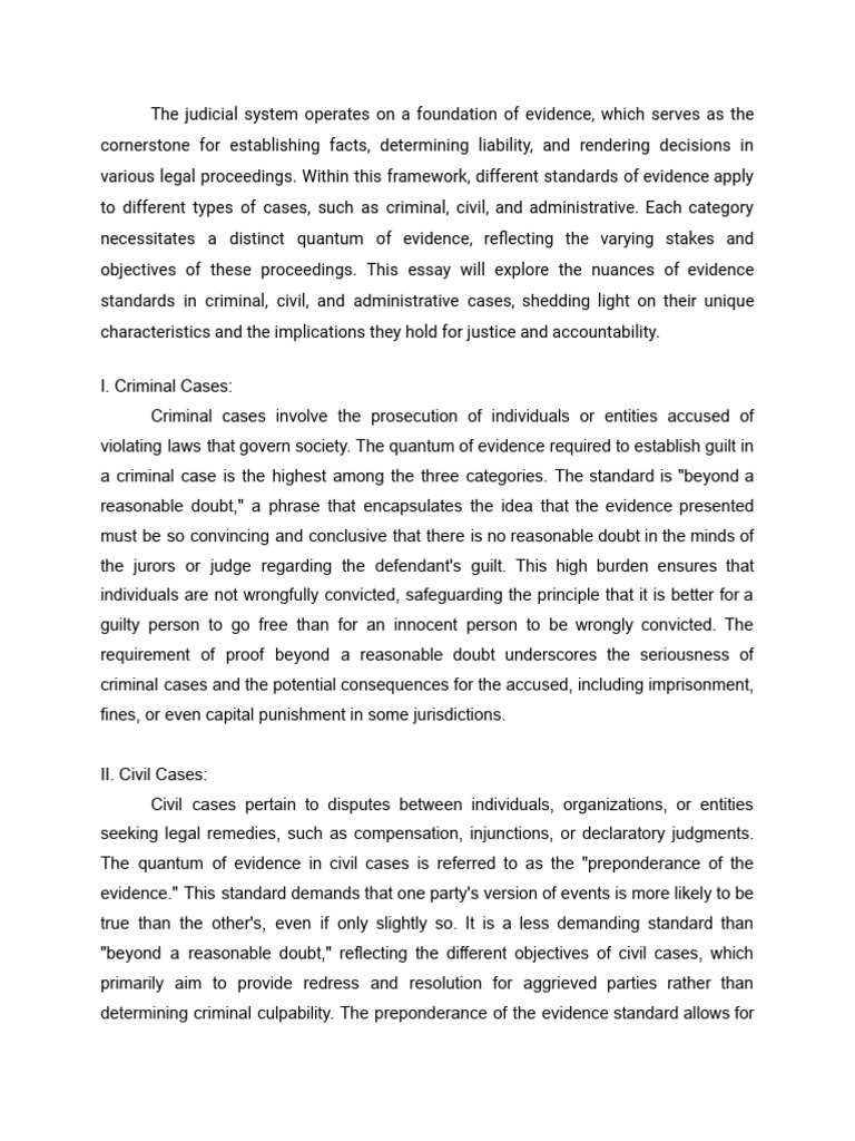 WEEK 12 - Research - Different Quantum of Evidence in Criminal, Civil ...
