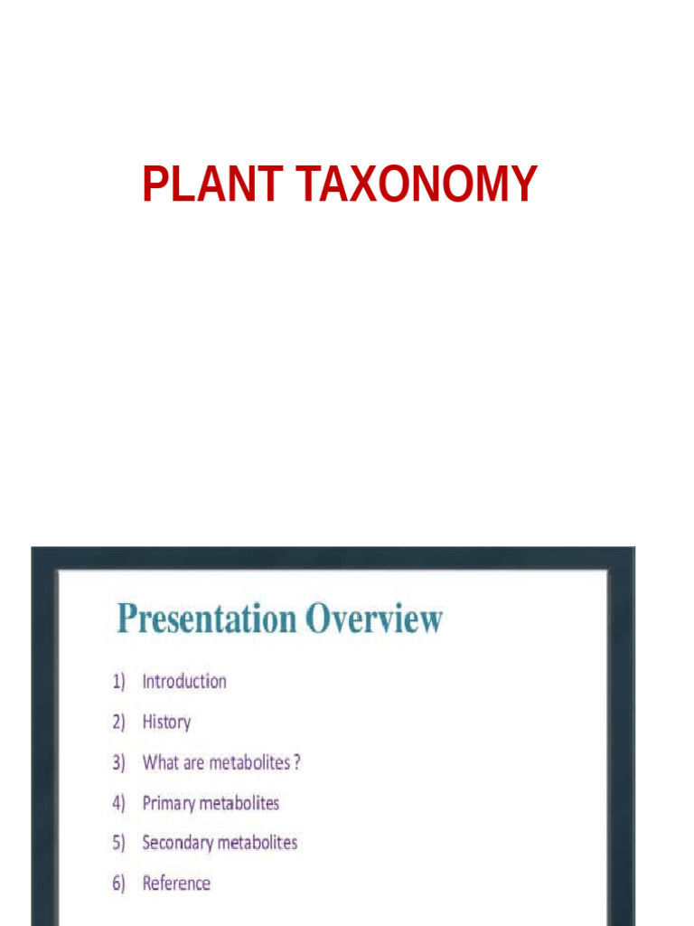 Plant Taxonomy Ppt SR-1 (2) | PDF | Metabolism | Metabolic Pathway