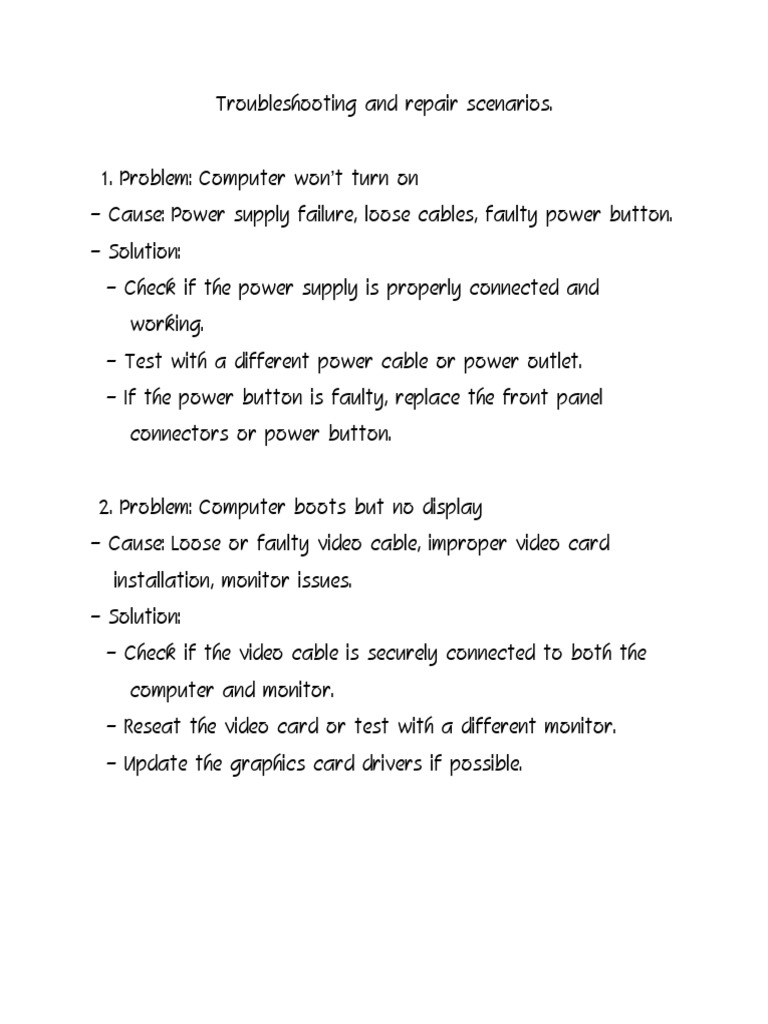 Troubleshooting and Repair Scenarios | PDF | Bios | Computer Hardware