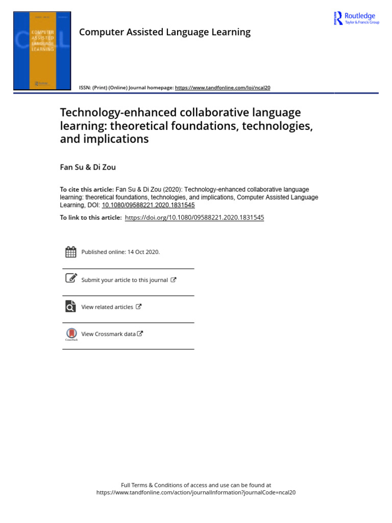 Technology Enhanced Collaborative Language Learning Theoretical ...