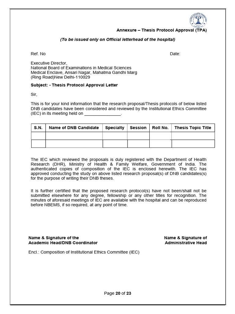 Thesis Protocol Ethics-1 | PDF