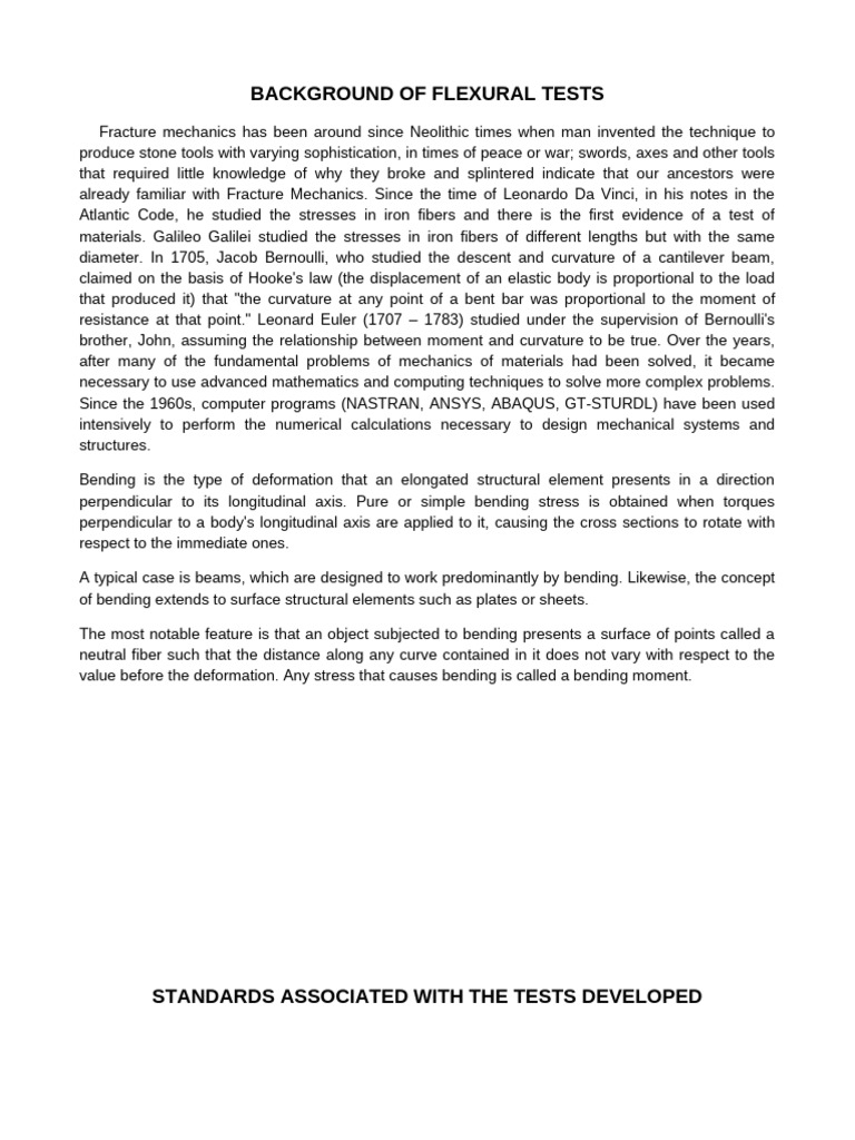 Background of The Flexural Tests | PDF | Bending | Fracture