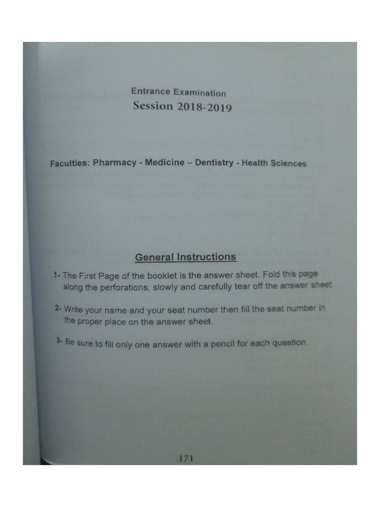 BAU Entrance Exam - 2018-2019 Sample | PDF