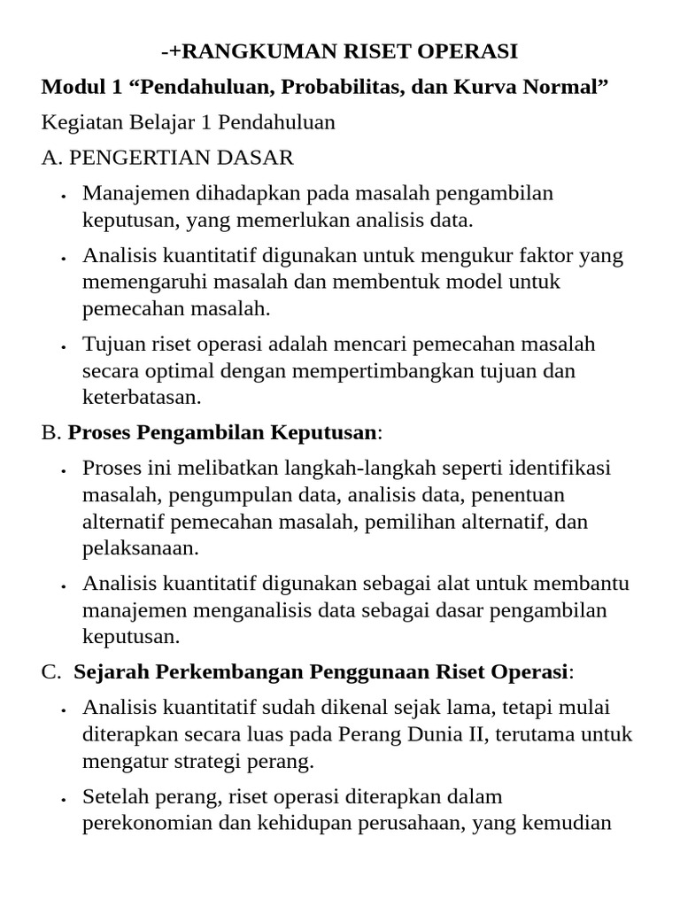 Rangkuman Riset Operasi | PDF