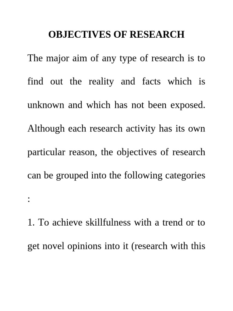 Objectives of Research | PDF