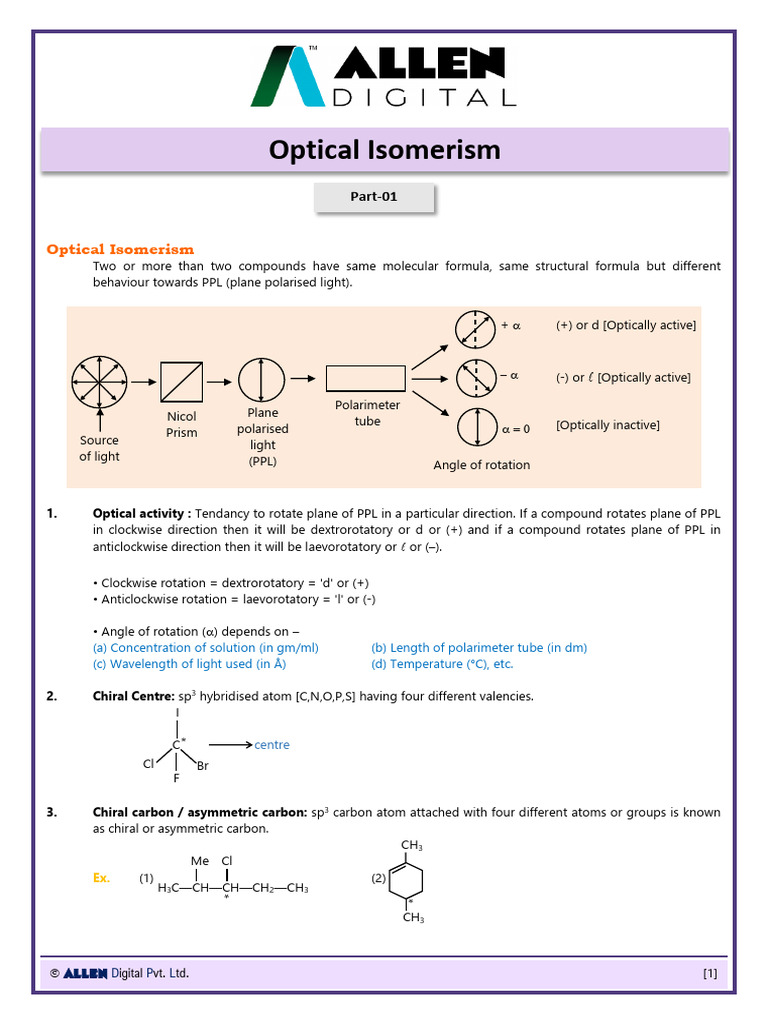 4. OPTICAL ISOMERISM SHEET | PDF | Isomer | Chirality (Chemistry)