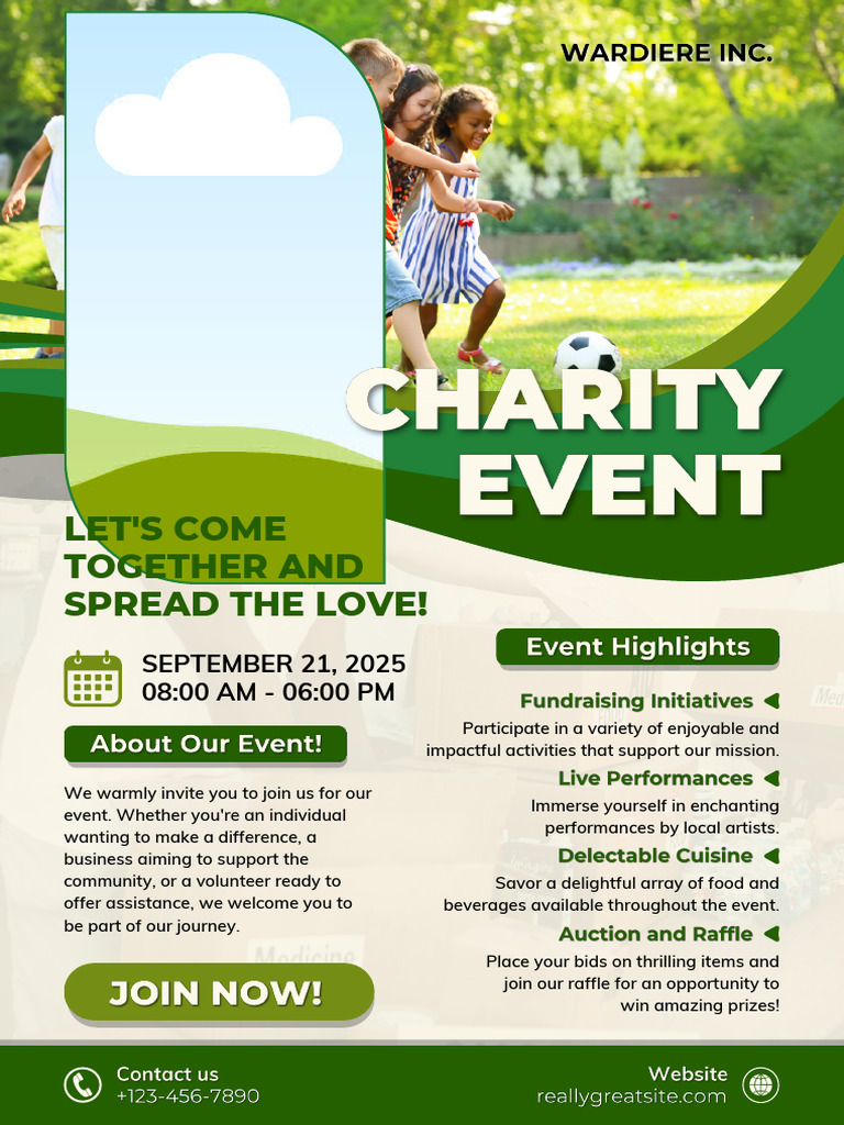 Cream and Green Photo Dynamic Frames Charity Event Flyer | PDF