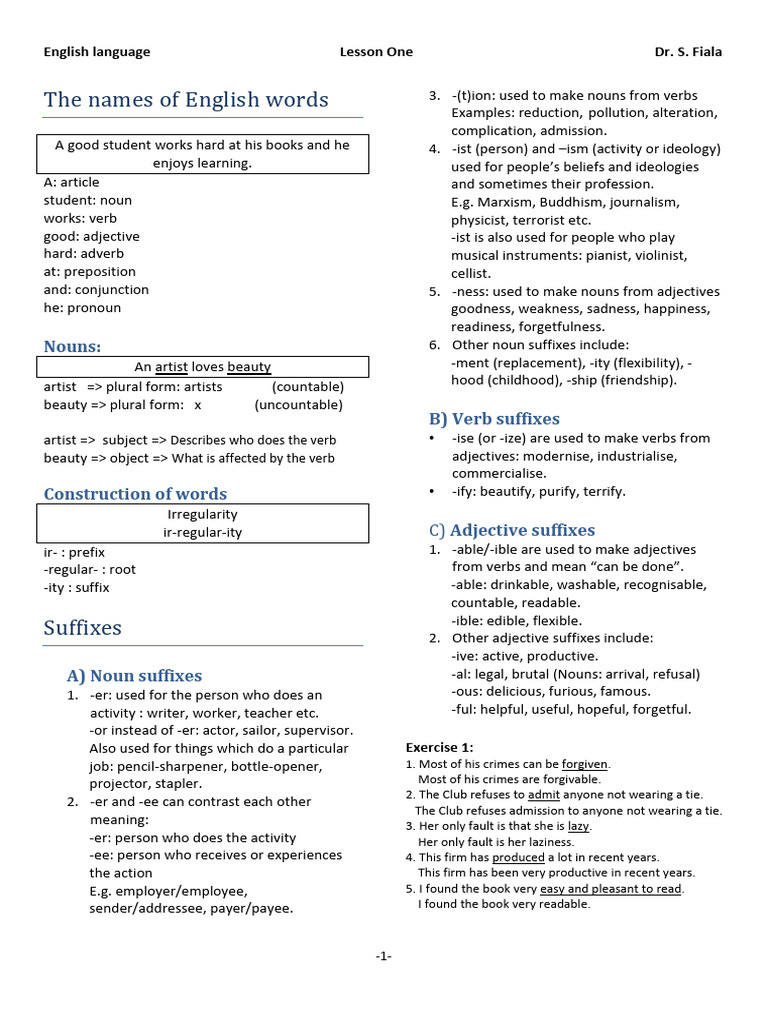 English Word Formation Basics | PDF | Noun | Verb