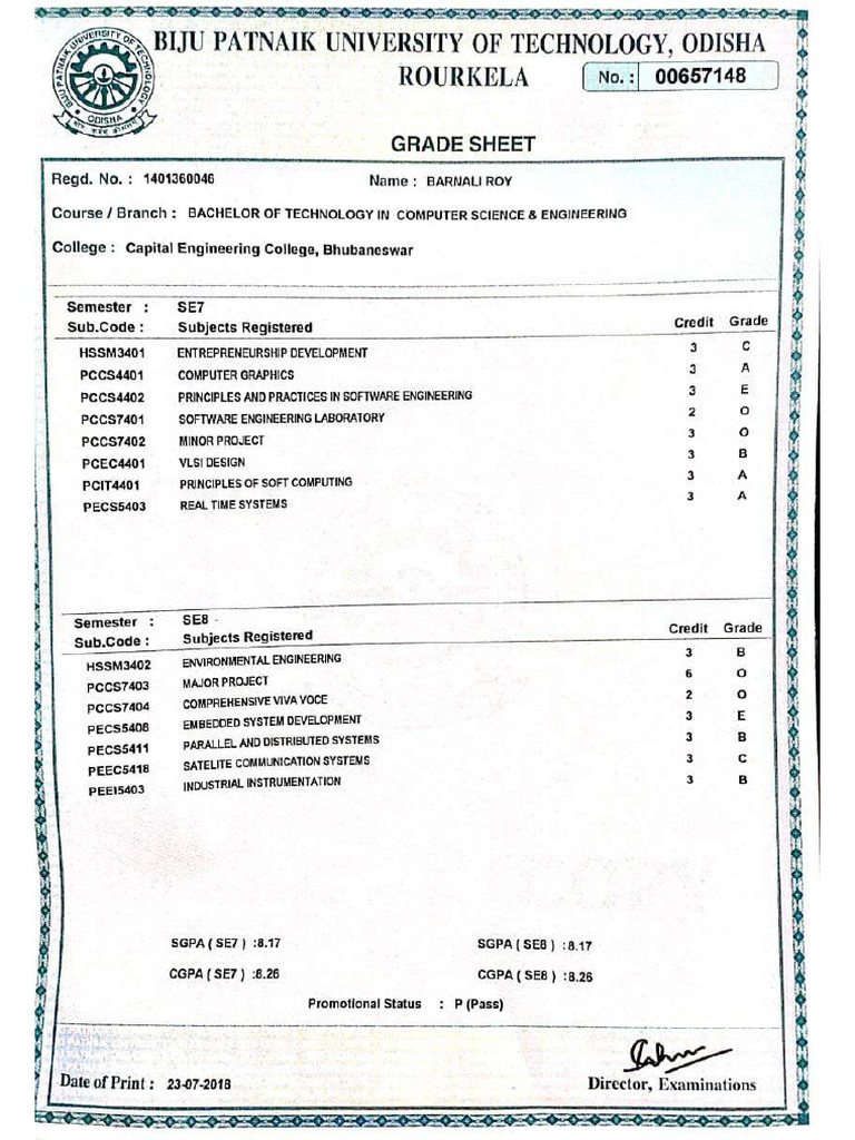 BTECHMARKSHEET | PDF