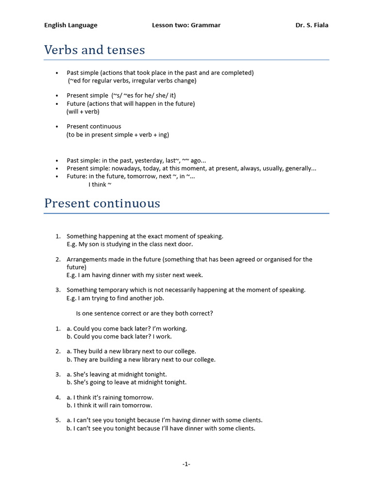 English - C3 Verbs and Tenses Part 1 | PDF | Grammatical Tense | Verb