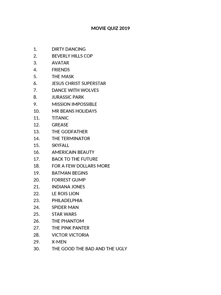 Movie Quize 2013 | PDF