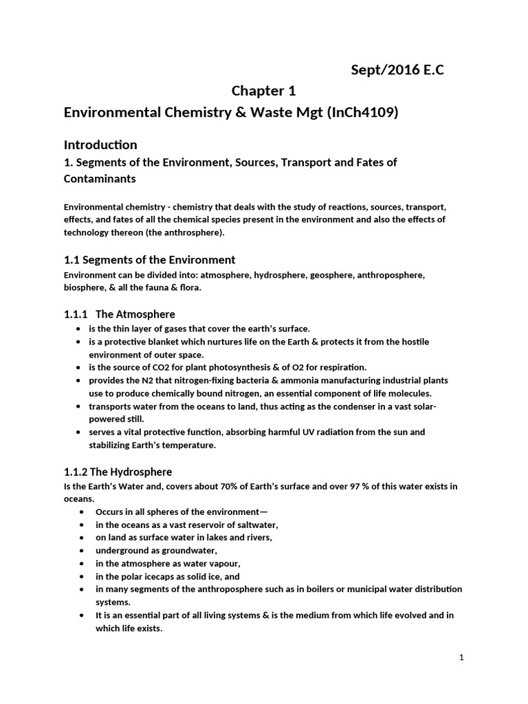 Environmental Chemistry & Contaminants | PDF | Water Pollution | Earth