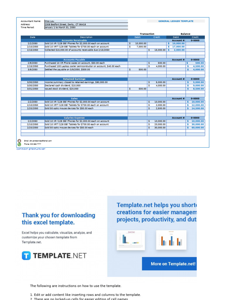 General Ledger Template | PDF | Debits And Credits | Accounting