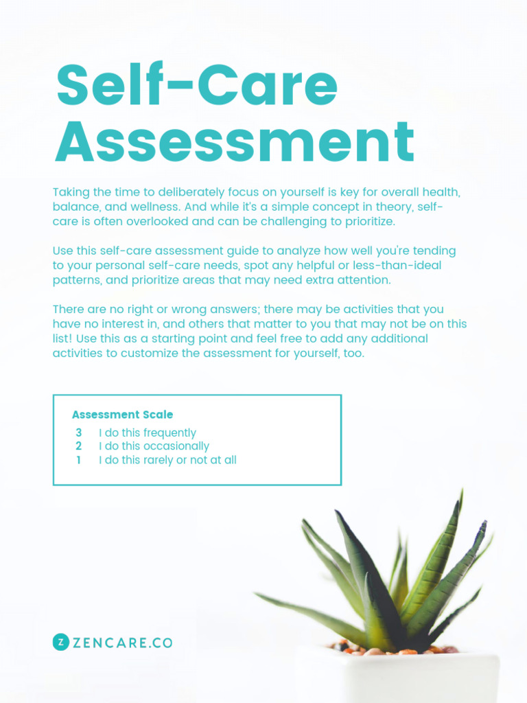 Self-Care Assessment by Zencare | PDF | Psychology | Behavioural Sciences
