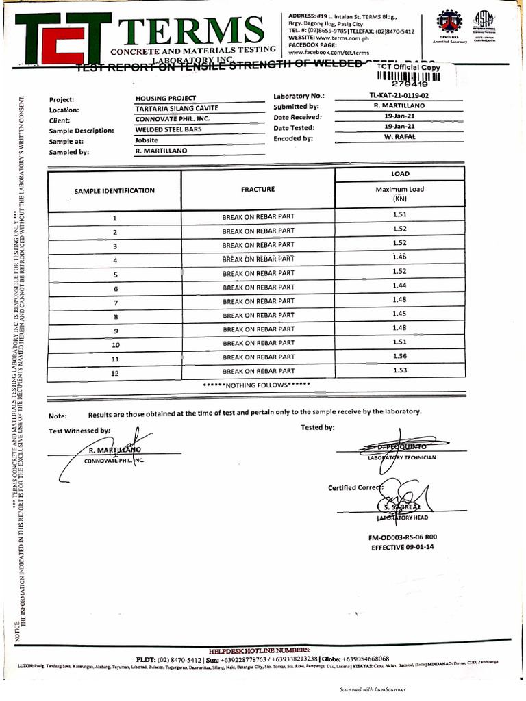 Weld Sample Test Result 01-20-202 | PDF