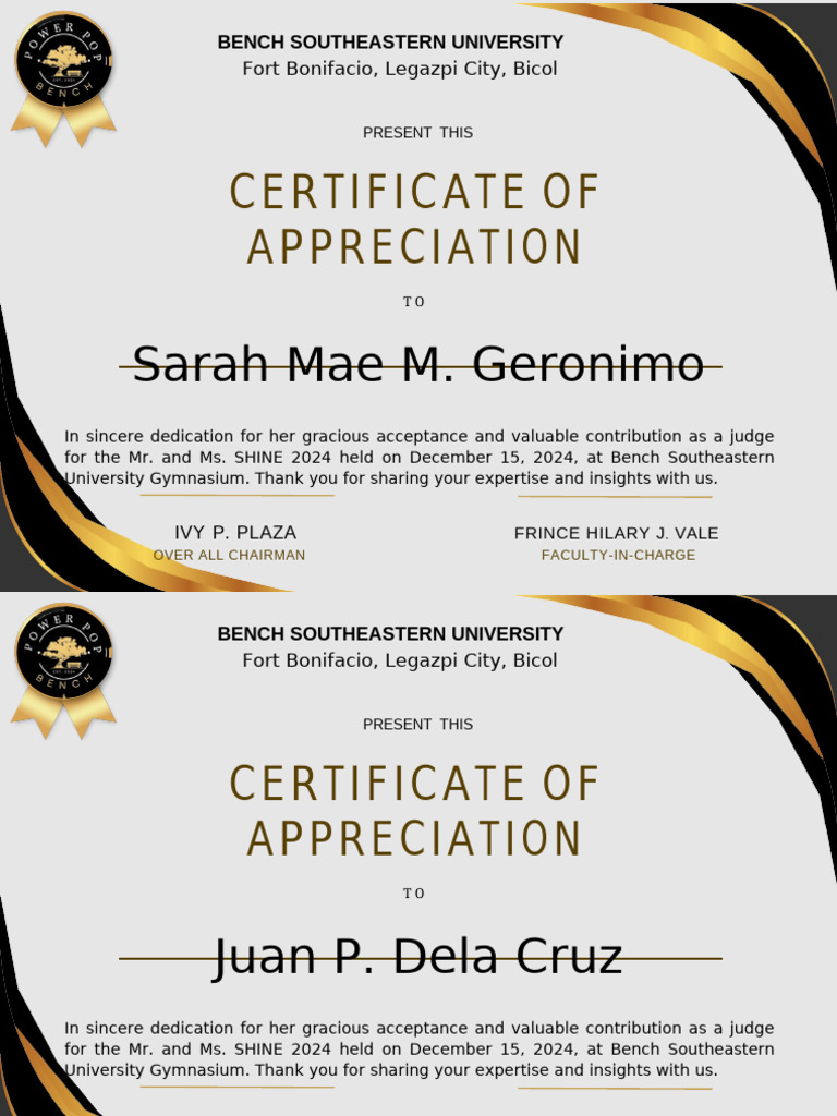 Certificate of Appreciation - Mail Merged | PDF