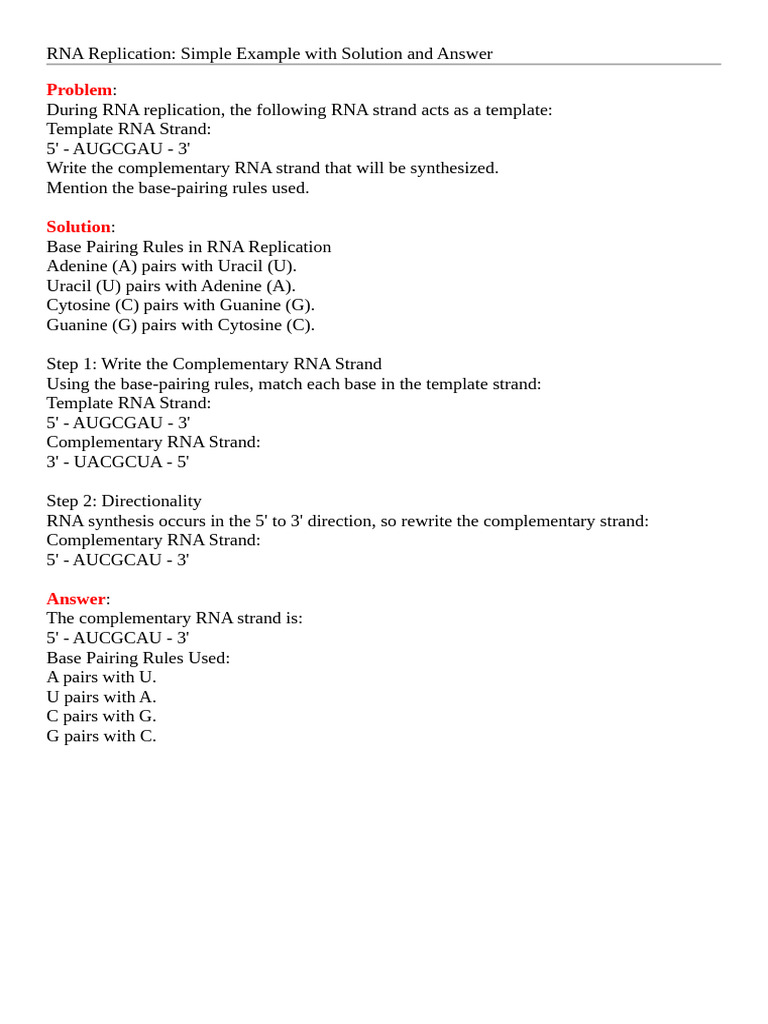 RNA Replication | PDF