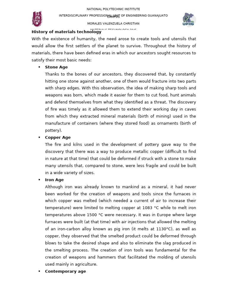 Evolution of Materials Technology | PDF | Iron | Materials Science