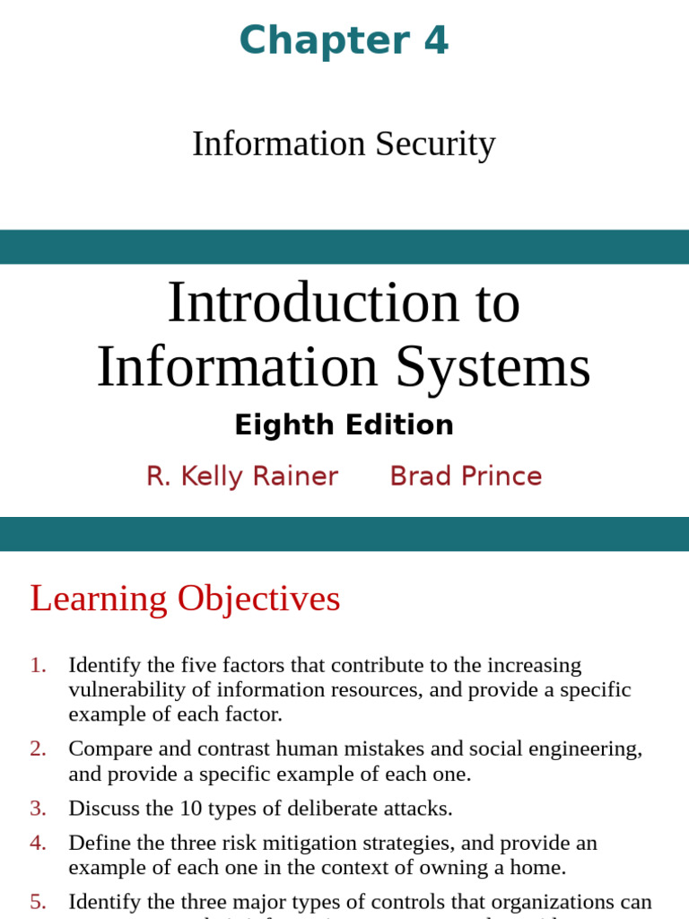 Rainer 8e Ch04 Accessible | PDF | Security | Computer Security