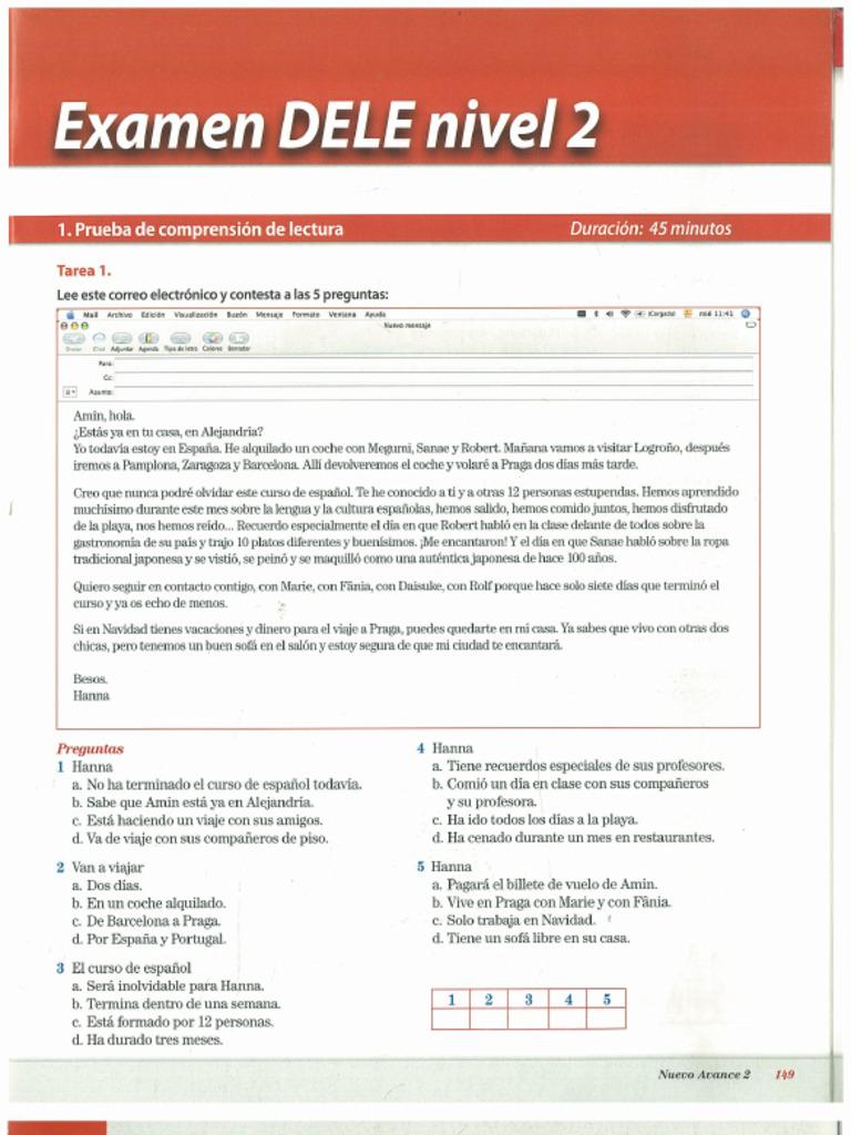 Model DELE A2 - Lectura | PDF