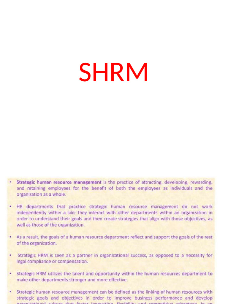 Strategic Human Resource Management Shrm Pdf
