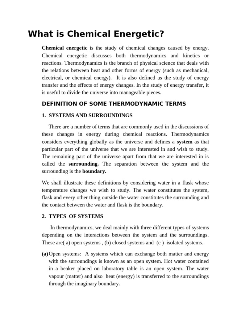 Notes On Chemical Energetics | PDF | Gases | Heat